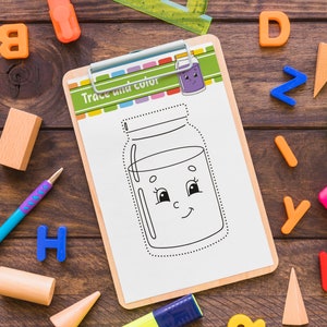 10 Printable Illustration Worksheets for Children | Color and Trace ...