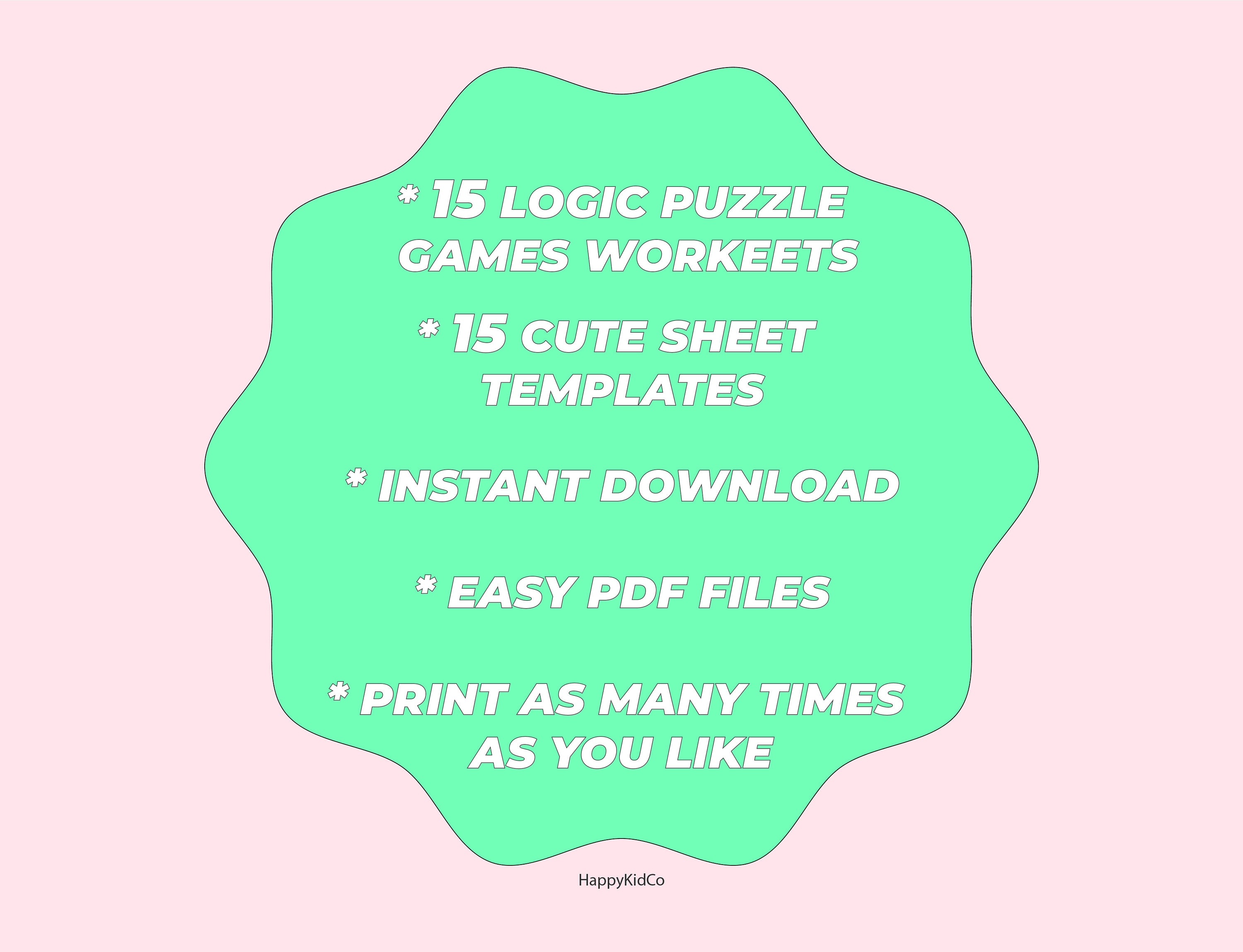 Printable LOGIC PUZZLE for Kids,printable Cute Sheets, Homeschool ...