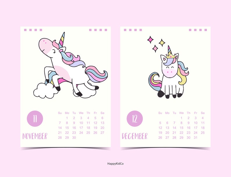 Printable Cute Unicorn Calendar 2021 Calendar for Planner Calendar ...