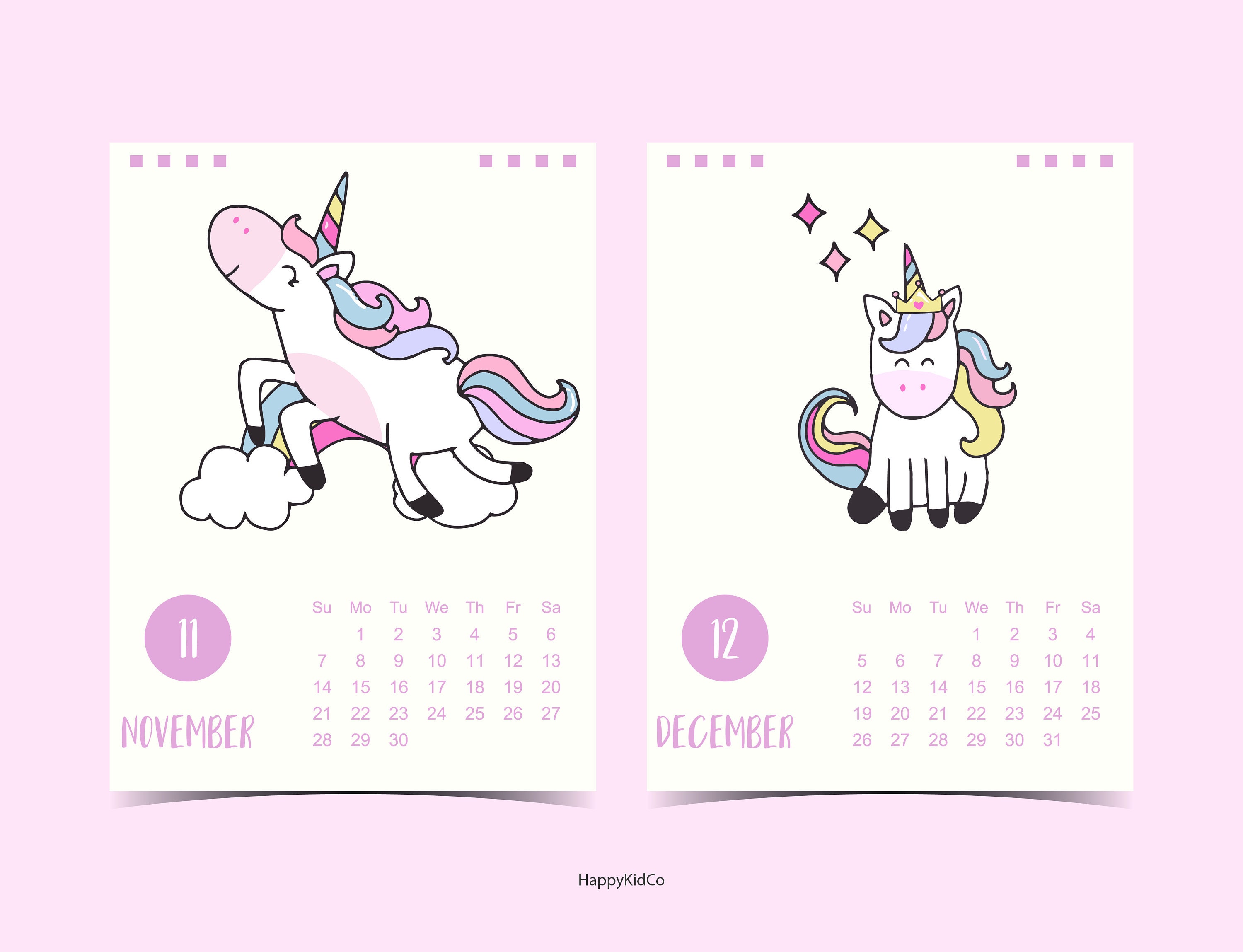 Printable Cute Unicorn Calendar 2021 Calendar for Planner Calendar ...