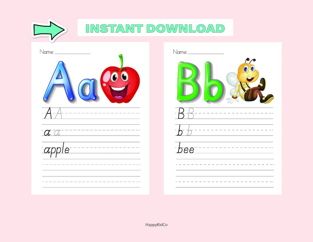 26 Alphabet Tracing Worksheets. ABC Letters Printable Practice Sheets ...