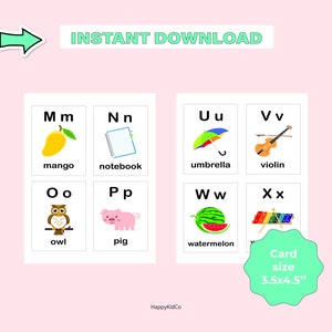 Flash Cards, ABC, Alphabet, Letters, Children's, Pocket, Printable, Tag ...