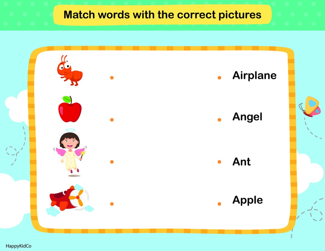 26 Matching Words Activity Worksheets|education|school Printable With ...