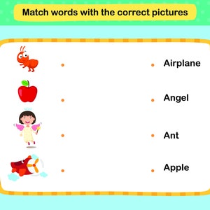 26 Matching Words Activity Worksheets|education|school Printable With ...