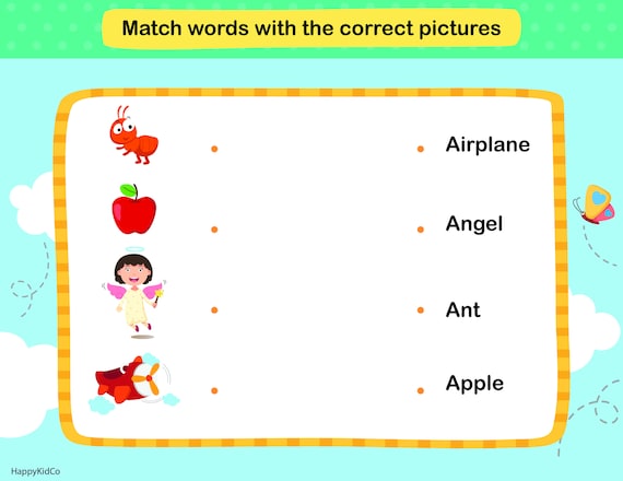 26 Matching Words Activity Worksheetseducationschool - Etsy