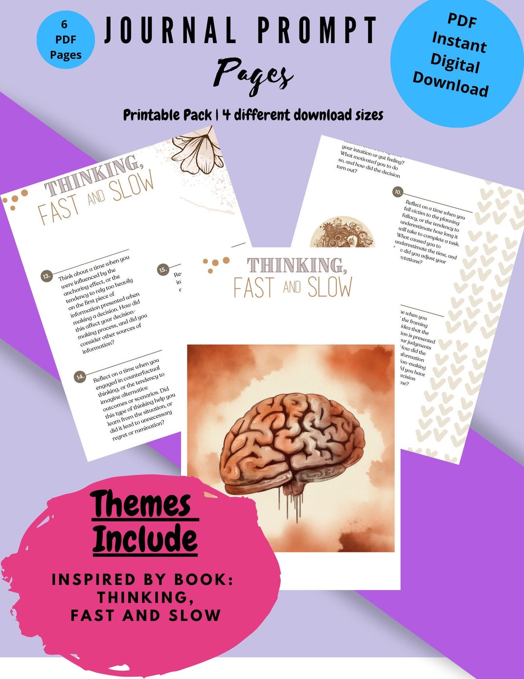 Thinking Fast and Slow Journaling Prompts | Journal Prompt | Planner ...