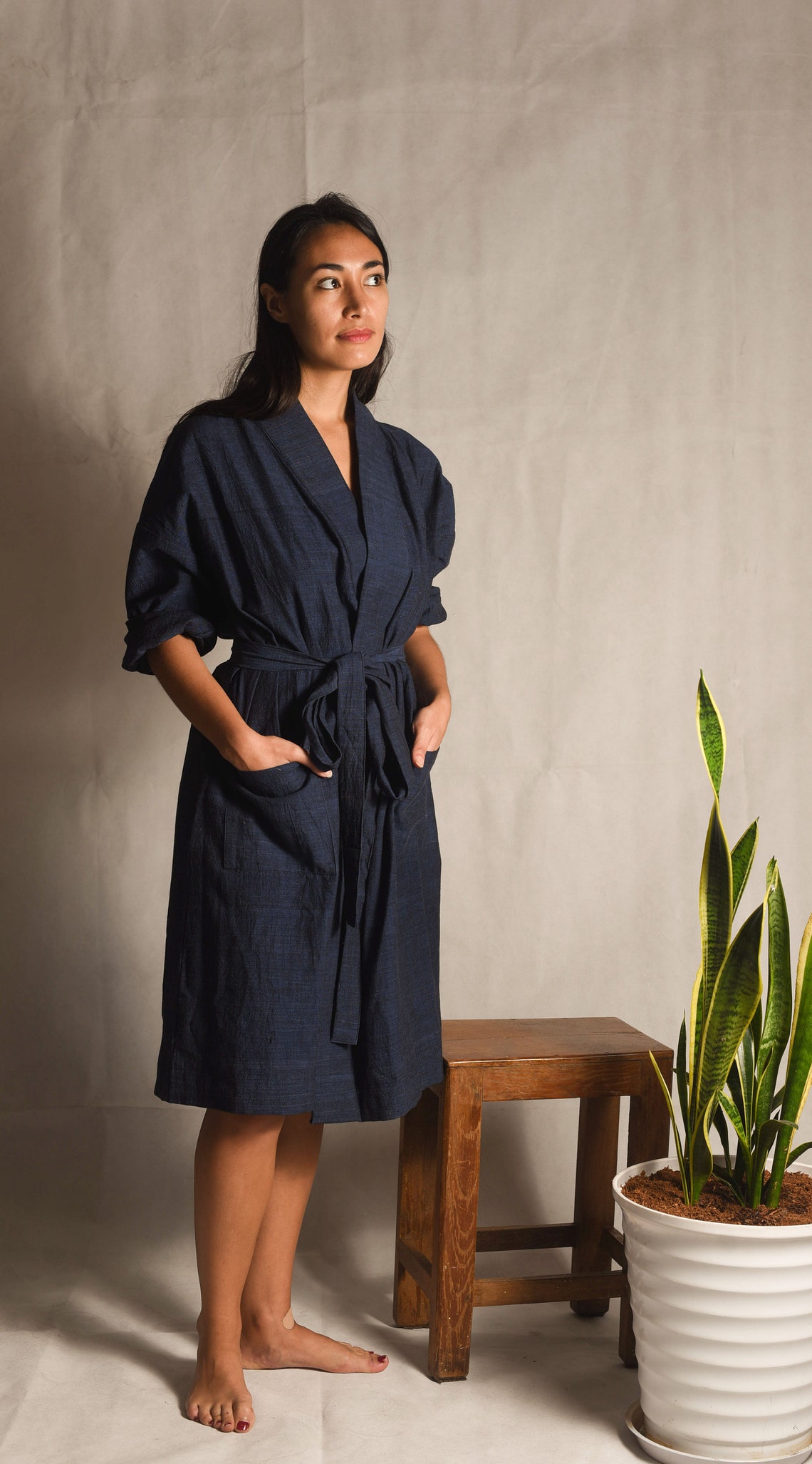 Organic Cotton Bathrobe, Naturally Dyed - Etsy