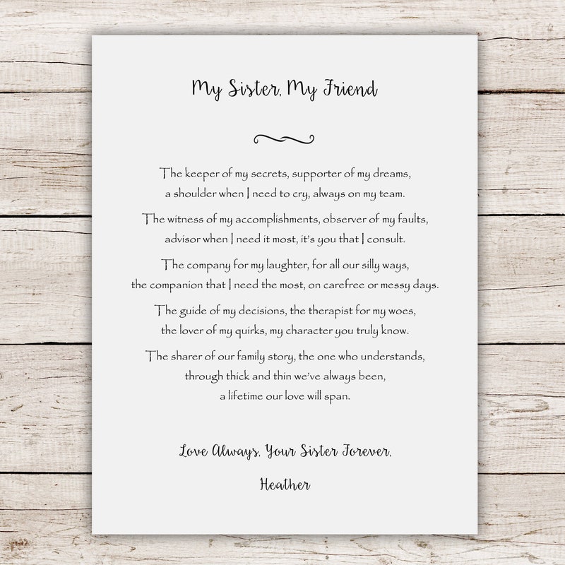 Sister Poem - Etsy