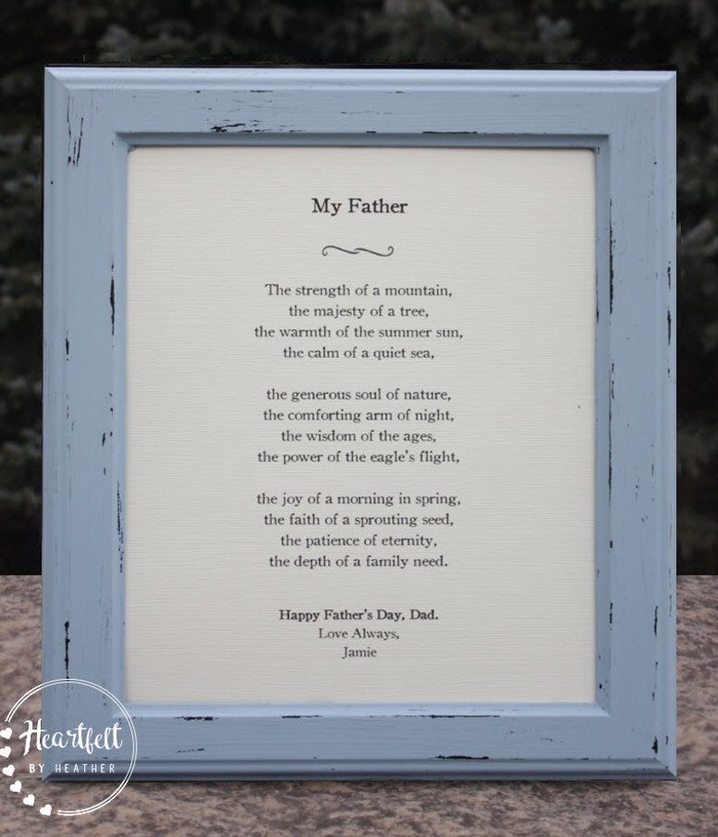 My Father My Hero Printable Poem for Dad - Digital Download Father's ...