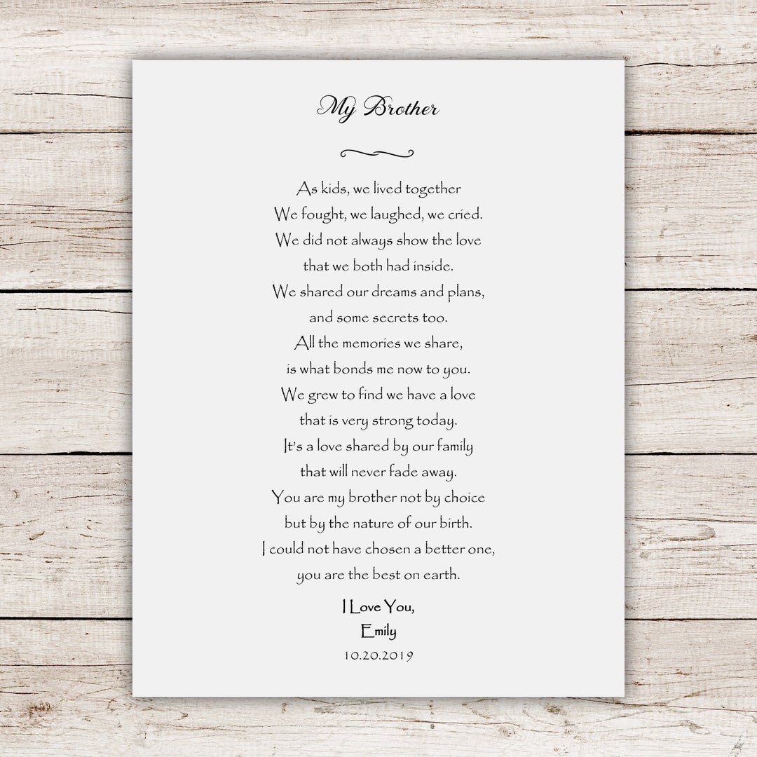 Personalized Brother Poem - Gift for Brother - Brother Wall Art Digital ...