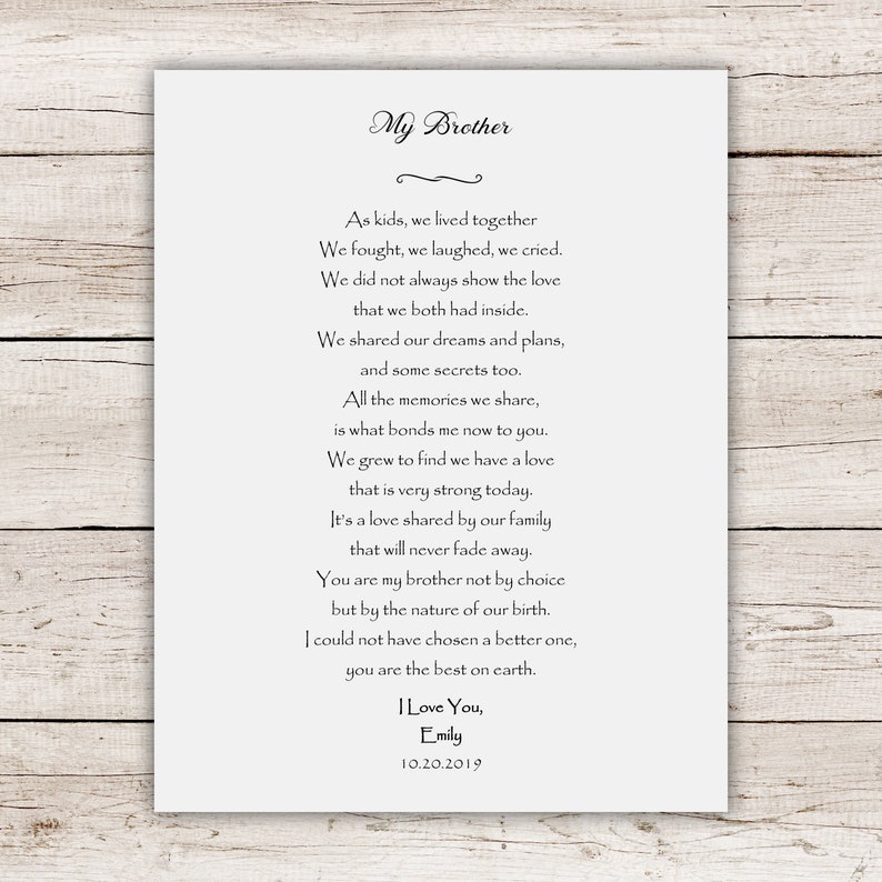 Personalized Brother Poem - Gift for Brother - Brother Wall Art Digital ...