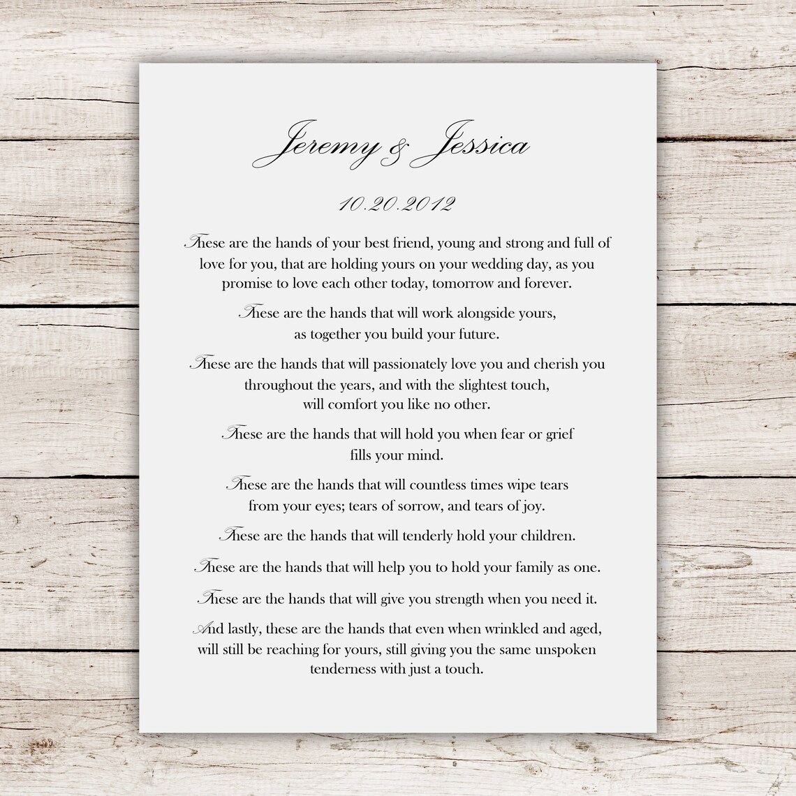 Custom Wedding Vows for Couple Wedding Blessing Poem Digital - Etsy Canada