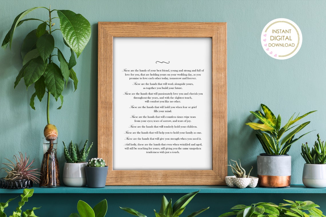 These Are the Hands Wedding Poem for Couples - Digital Download Art ...