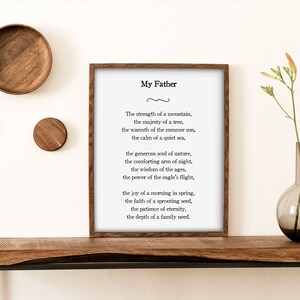 My Father My Hero Printable Poem for Dad - Digital Download Father's ...