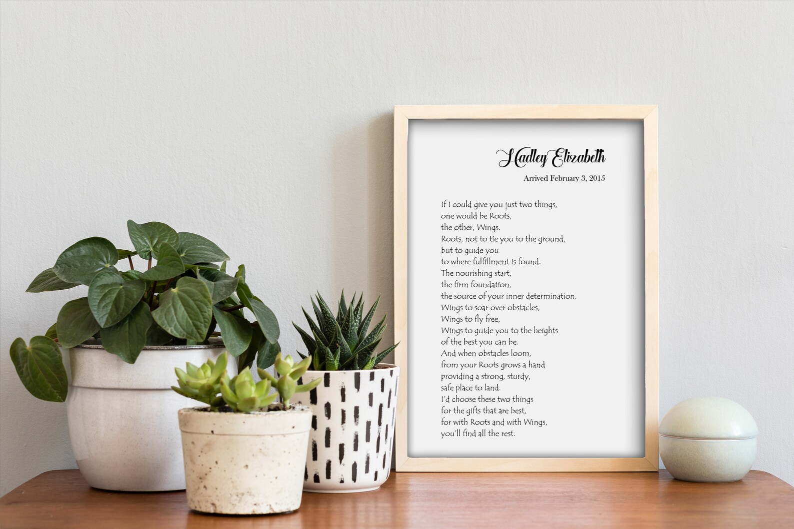 Roots and Wings Poem - Nursery Wall Art - Personalized Gift for Baby ...