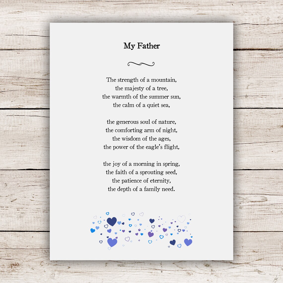 My Father My Hero Printable Poem for Dad - Digital Download Father's ...