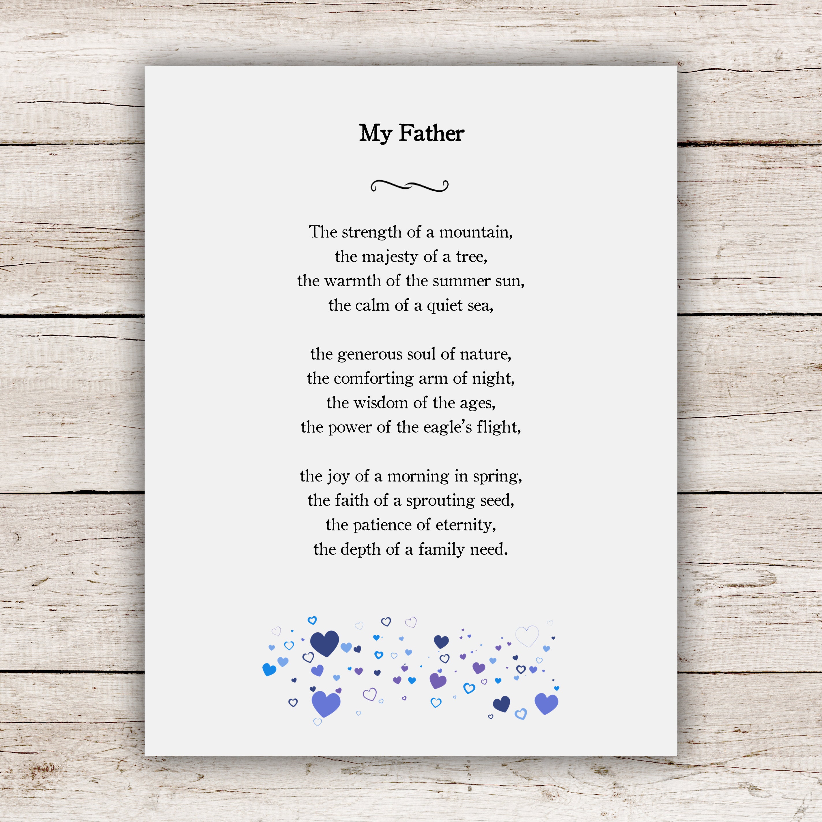Vatertag Gedicht Druck - Mein Vater mein Held Geschenk (Digitaler ...