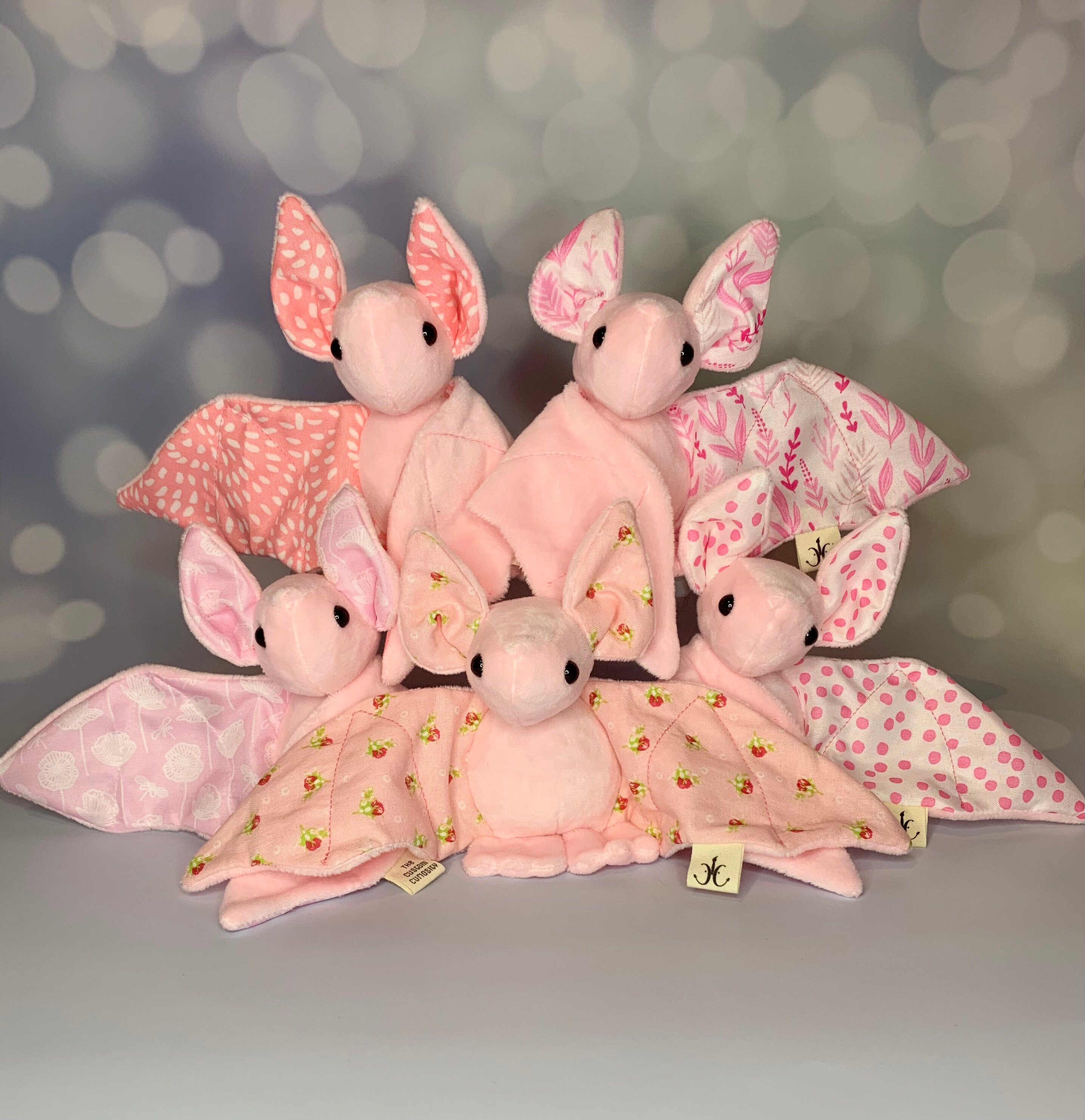 Cute Pink Bat, Handmade Plushie, Stuffed Animal, Toy, Collectible ...