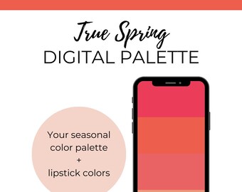 Warm true Spring Palette Digital Swatch Fan, Seasonal Palette ...