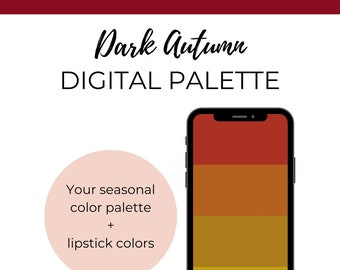 Deep dark Autumn Palette Digital Swatch Fan, Seasonal Palette ...