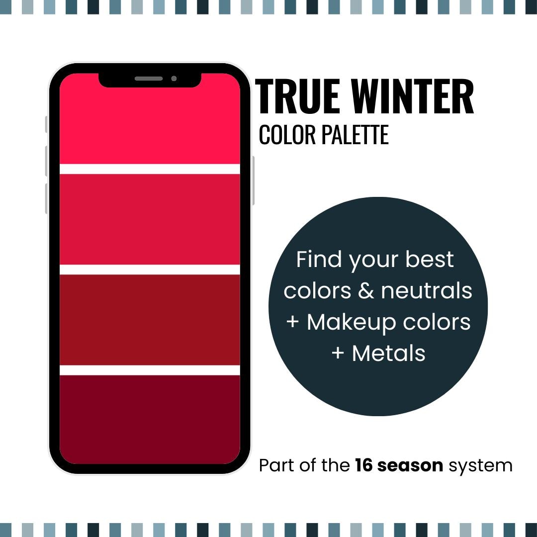 True Winter Color Palette – 16 Season System, Hex Codes (digital ...