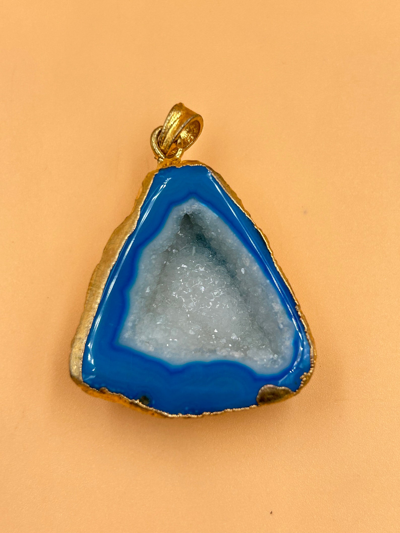 Beautiful Geode Stone Agate Pendant 24k Gold Plated Geode - Etsy