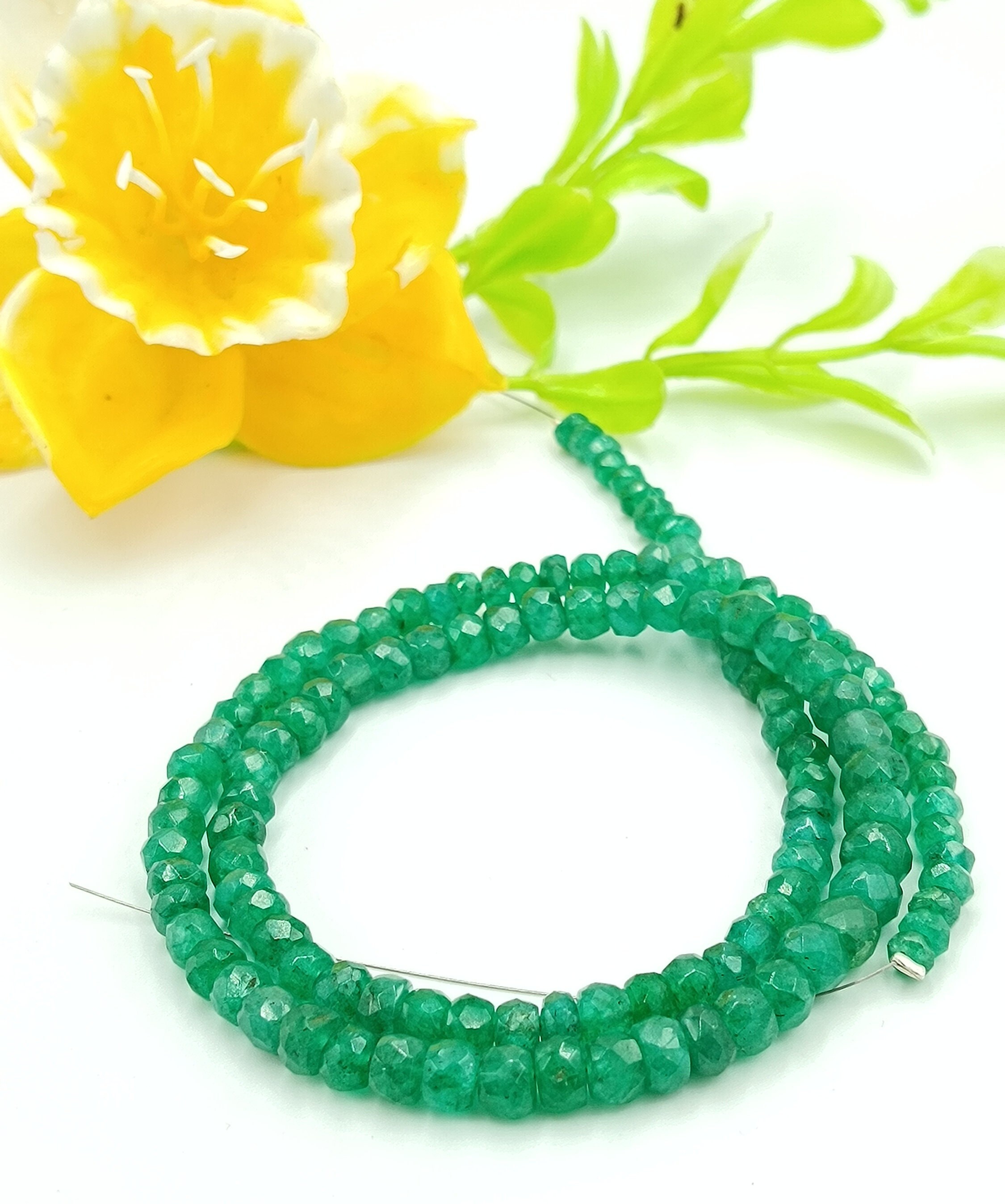 AAA Natural Emerald Faceted Beads Strand, Emerald Loose Beads, Zambian ...