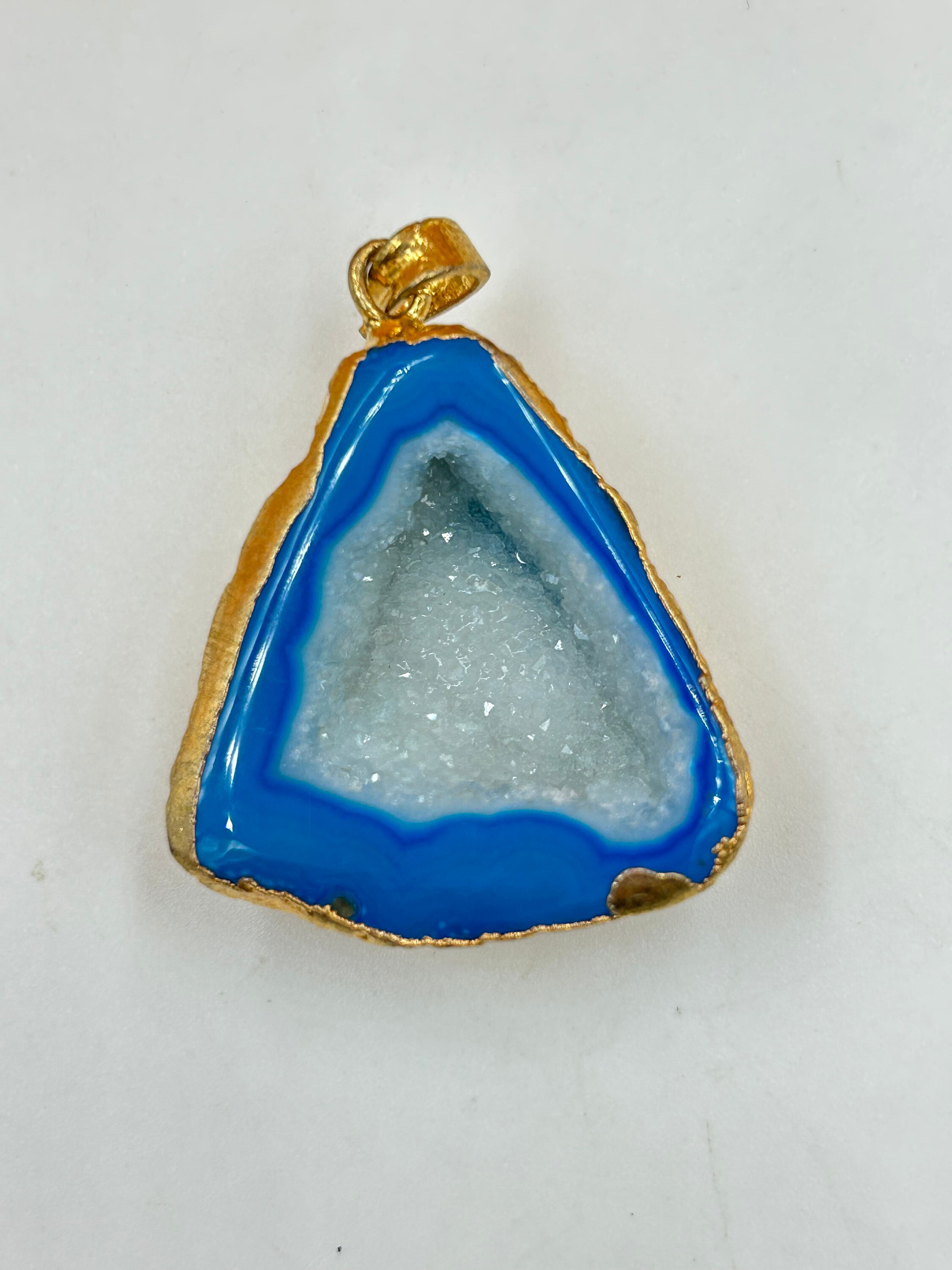 Beautiful Geode Stone Agate Pendant 24k Gold Plated Geode - Etsy