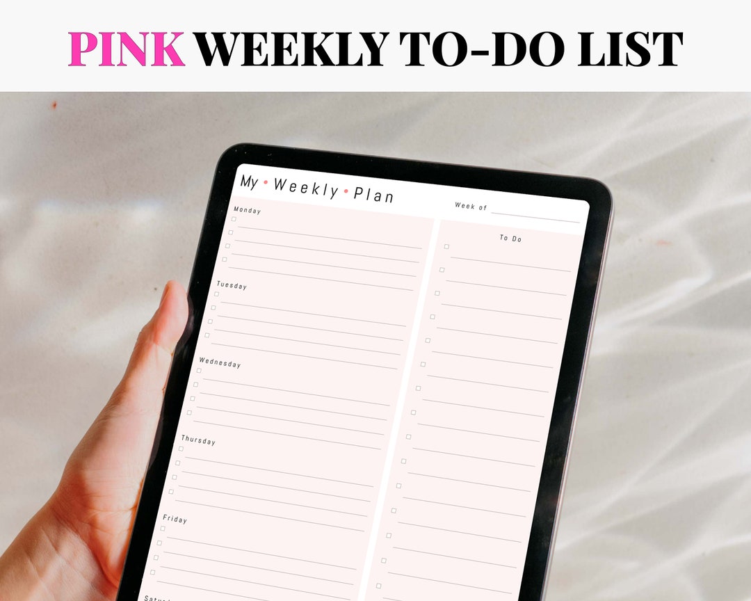 Weekly to Do List, Digital Task List for Ipad, Goodnotes Weekly Plan ...