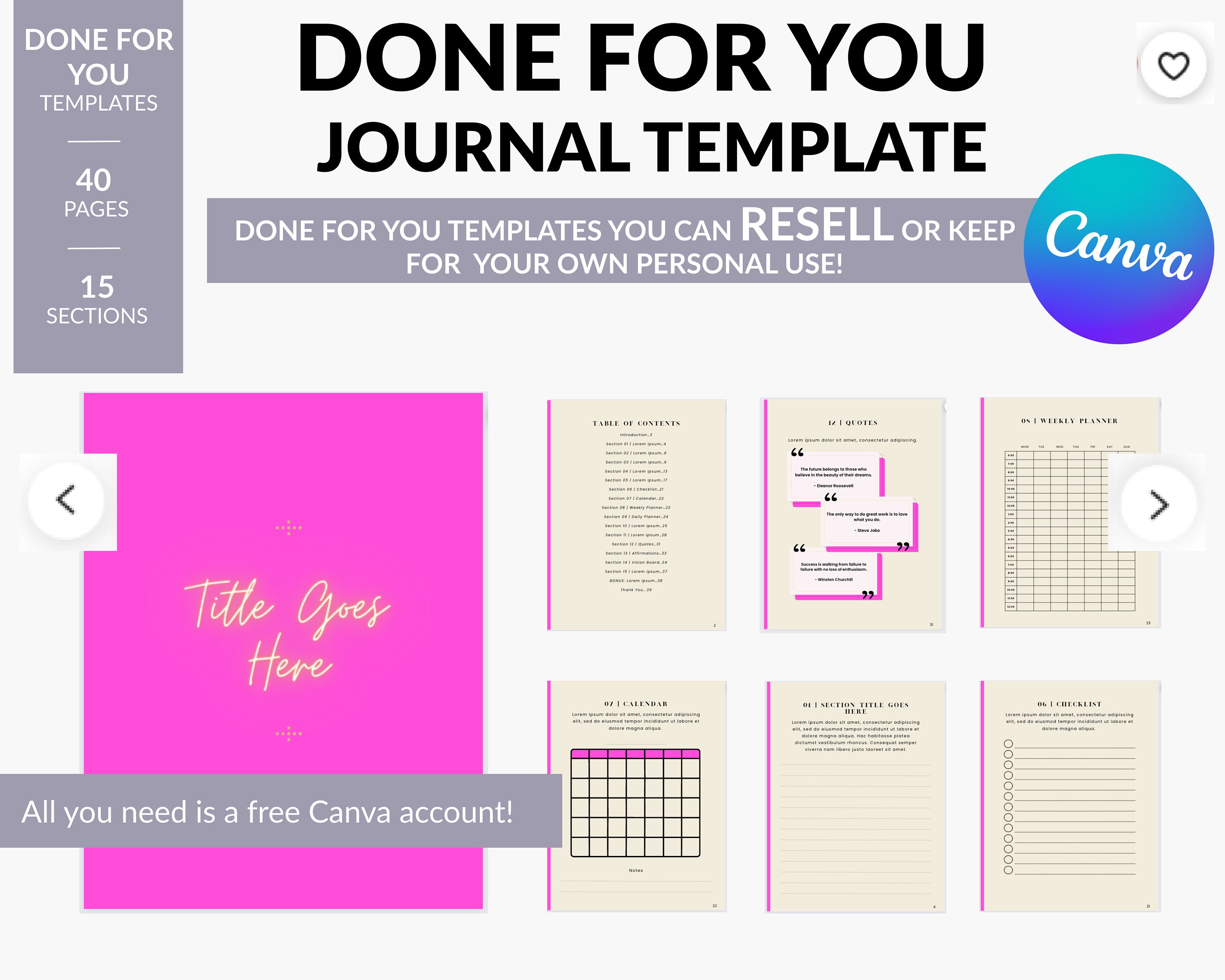 Canva Journal Template Bundle: DIY Printable Journal Pages (digital ...