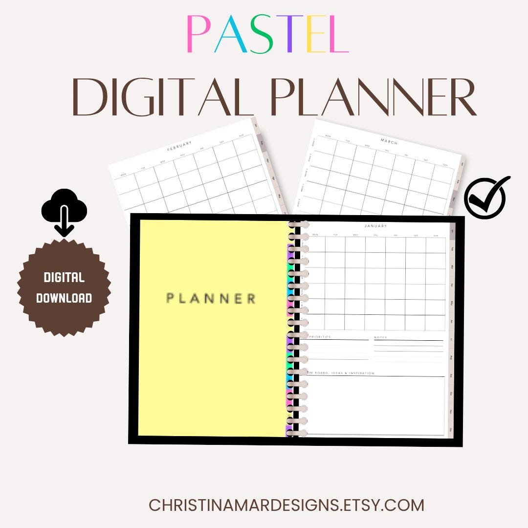 Pastel Digital Planner 2023-2024: Goodnotes, Xodo, Notability ...