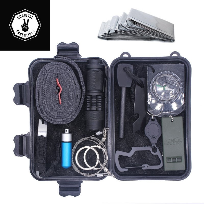 Survival Essentials - 12 in 1 Portable Survival Kit Gear Prepping ...
