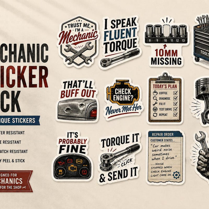 Mechanic Car Stickers - Etsy