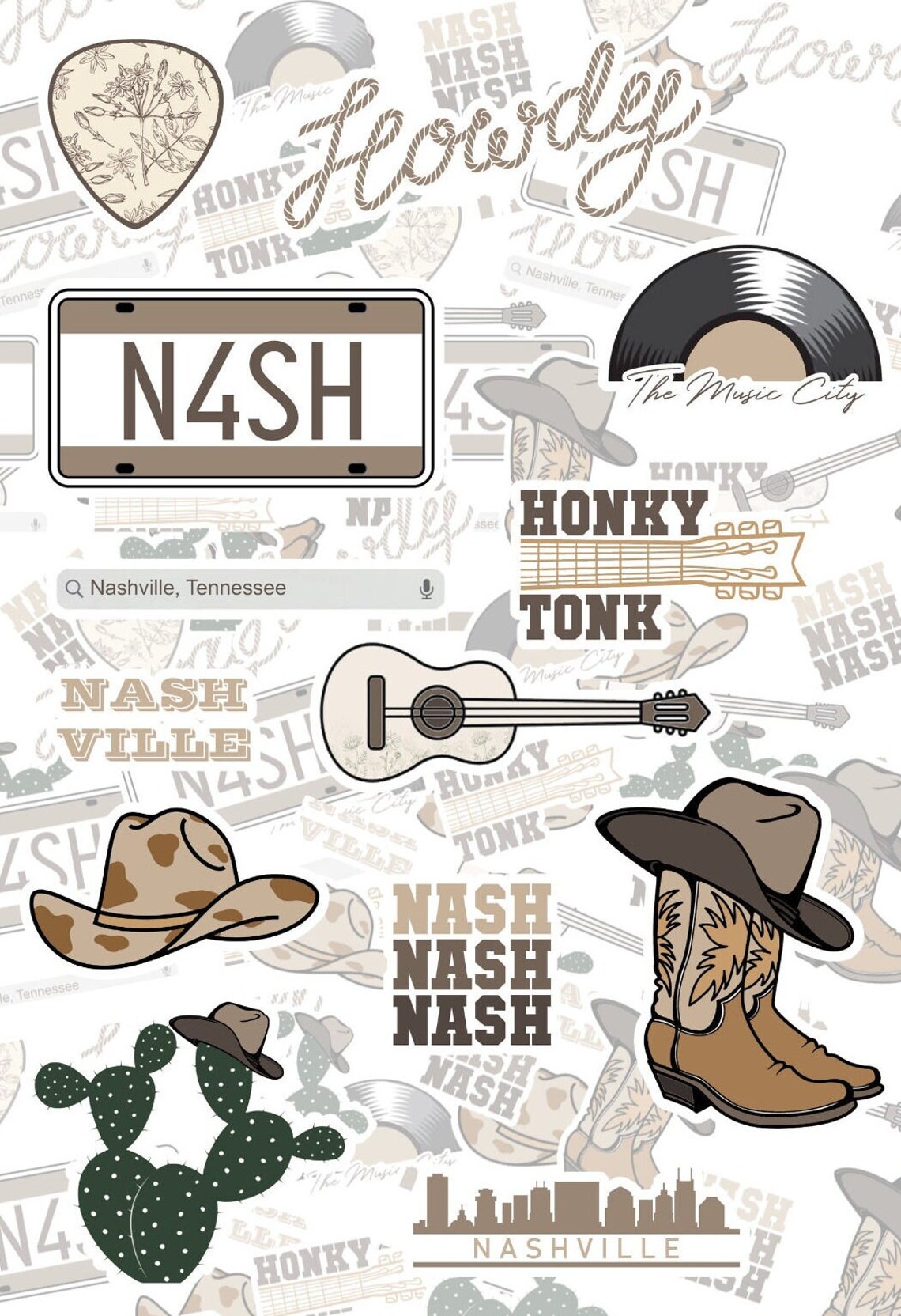 Nashville Tennessee Sticker Pack - Etsy