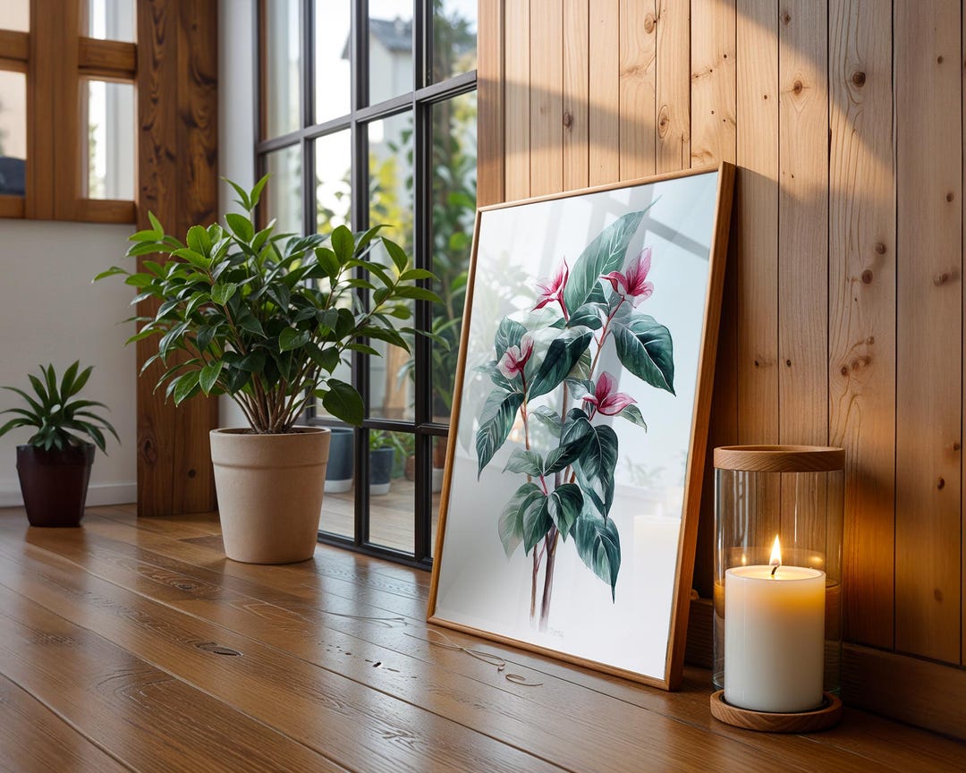 Watercolor Flowering Plant Wall Art Print Framed Botanical Decor for ...