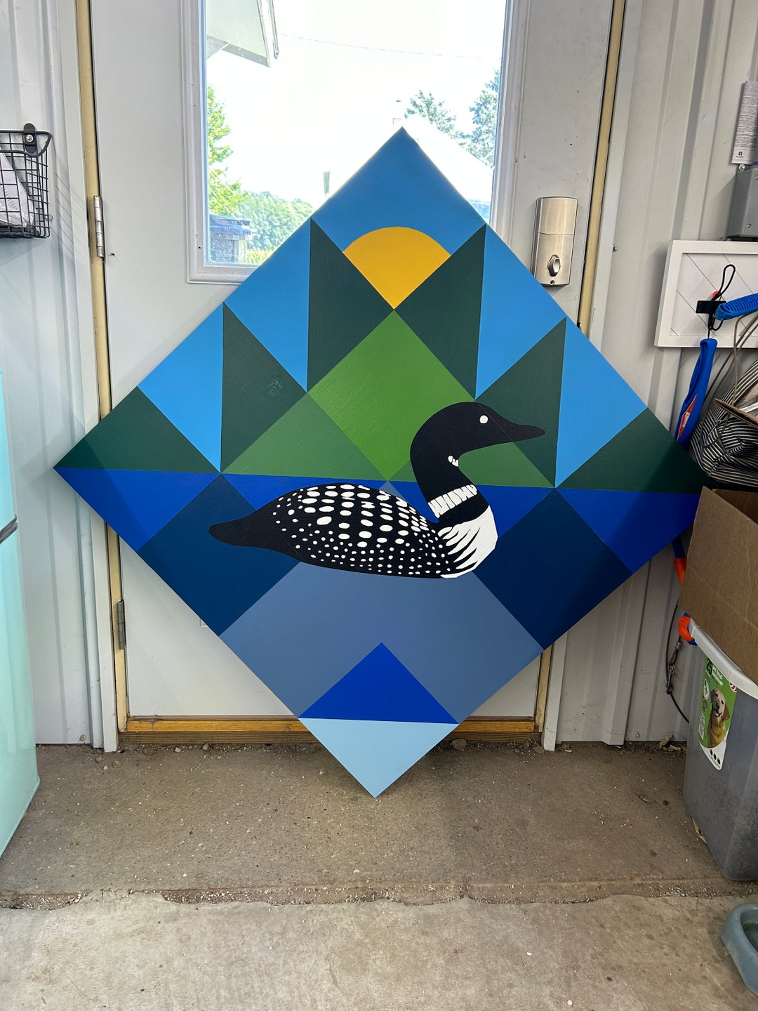 Hand-painted Loon Barn Quilt: Customizable Exterior Sign - Etsy