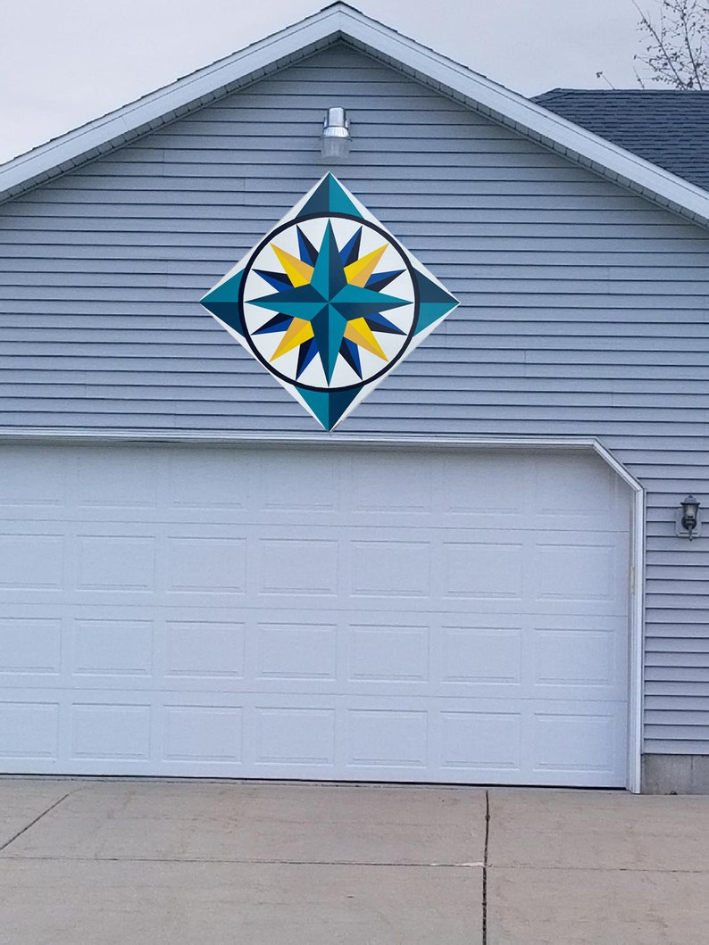 Barn Quilt Handmade Indoor/outdoor Mariners Compass Teal - Etsy