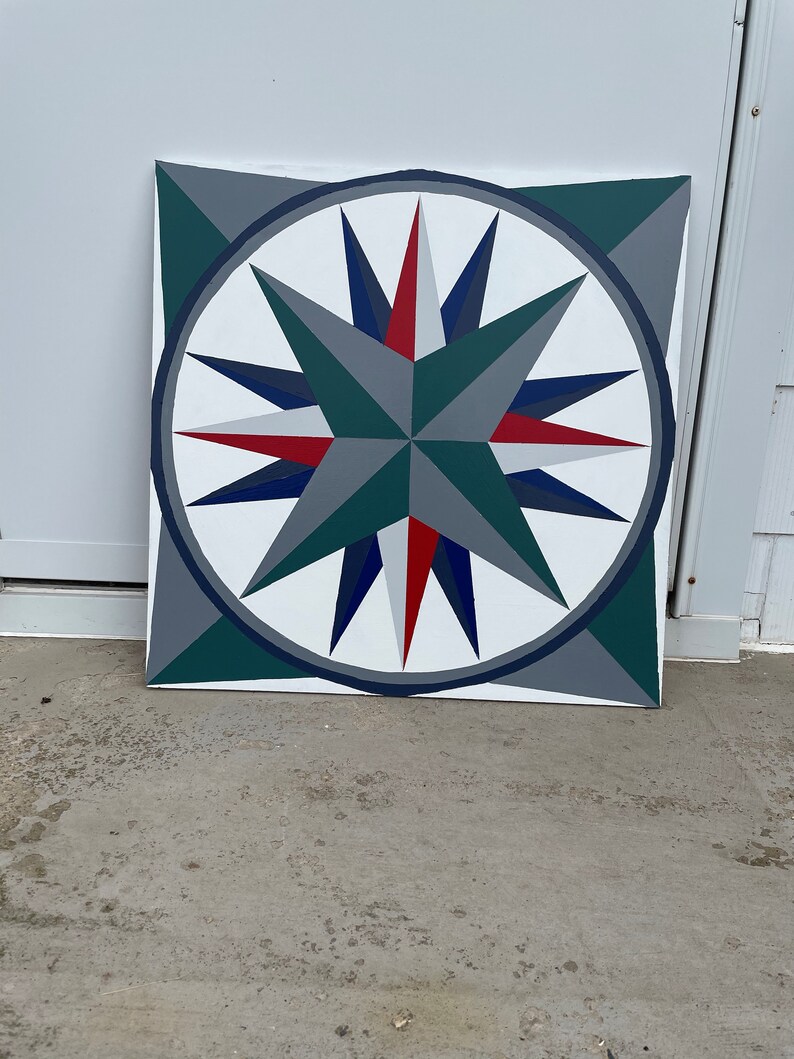 Barn Quilt Handmade Indoor/outdoor Mariners Compass Teal - Etsy