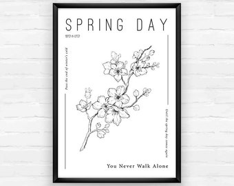 BTS Spring Day Illustrated Print unframed - Etsy