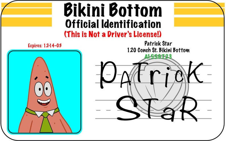Patrick Star ID | Etsy