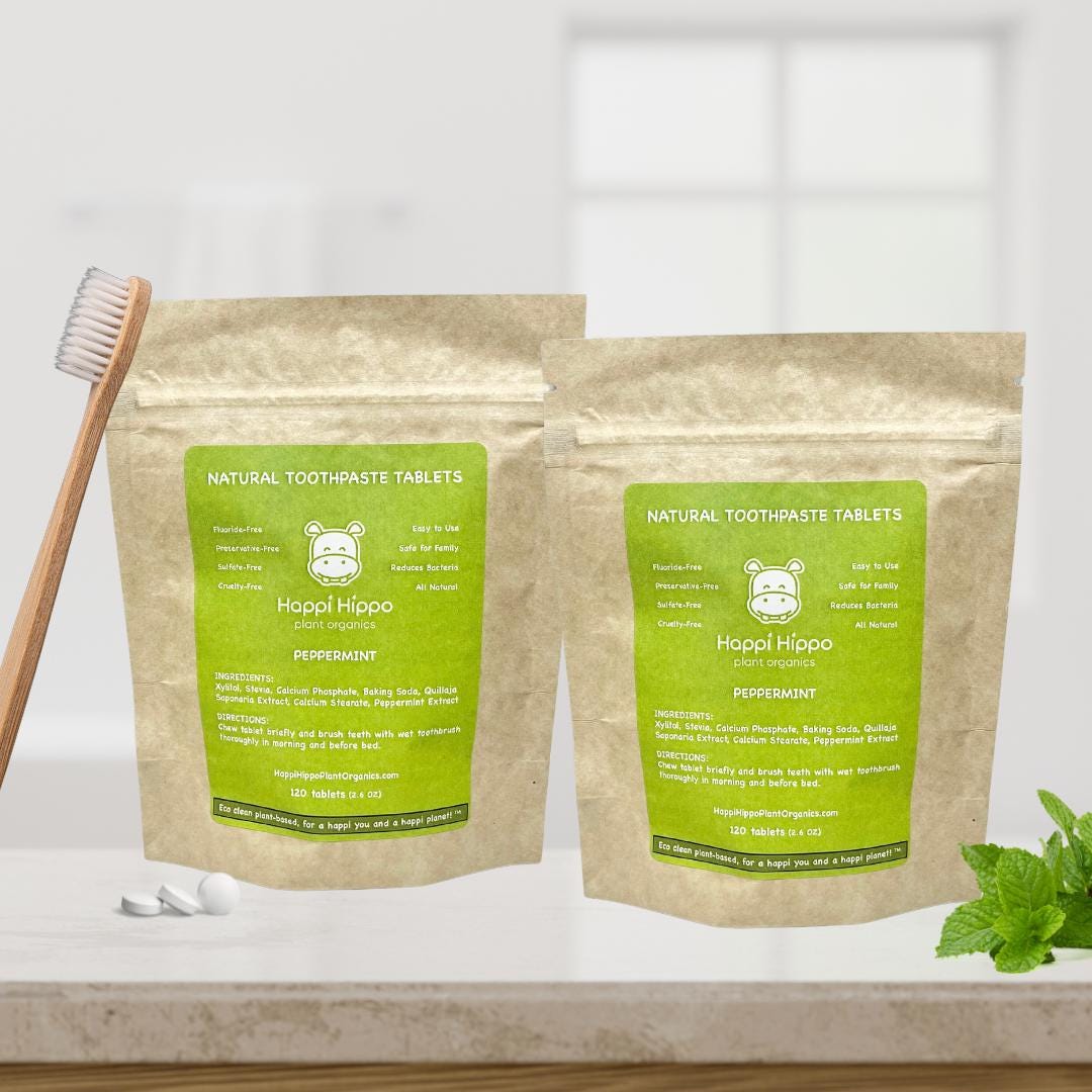 2 Jumbo Value Pack Natural Peppermint Toothpaste Tablets (120 Tablets ...