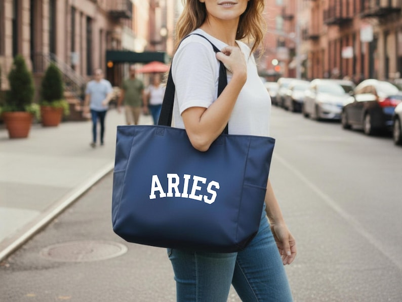 Personalized Aries Astrology Sign Tote Bag With Zipper or Pockets ...