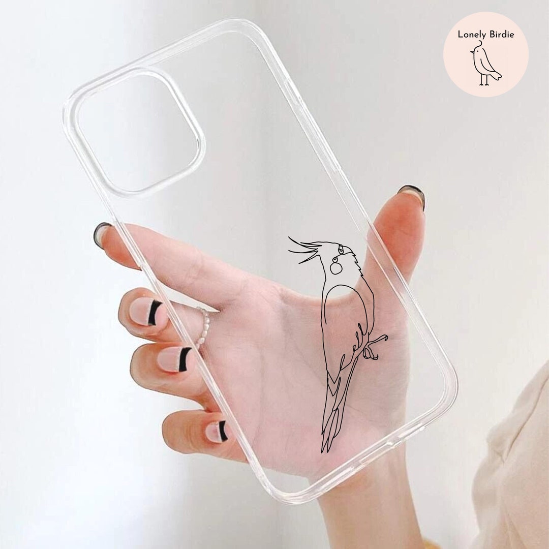 Clear Cockatiel Phone Case | Minimalist Line Art Animal Phone Cover ...