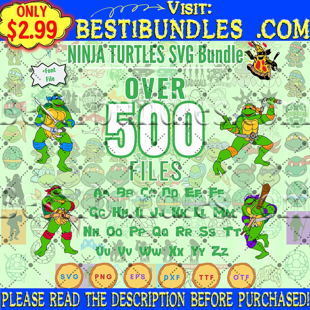 500 Ninja Svg Bundle, Turtles Svg Clipart, Turtles FONT SVG, Turtles ...