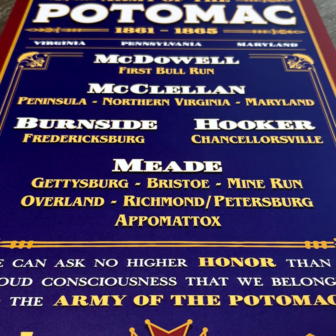Civil War Army of the Potomac Poster - Etsy