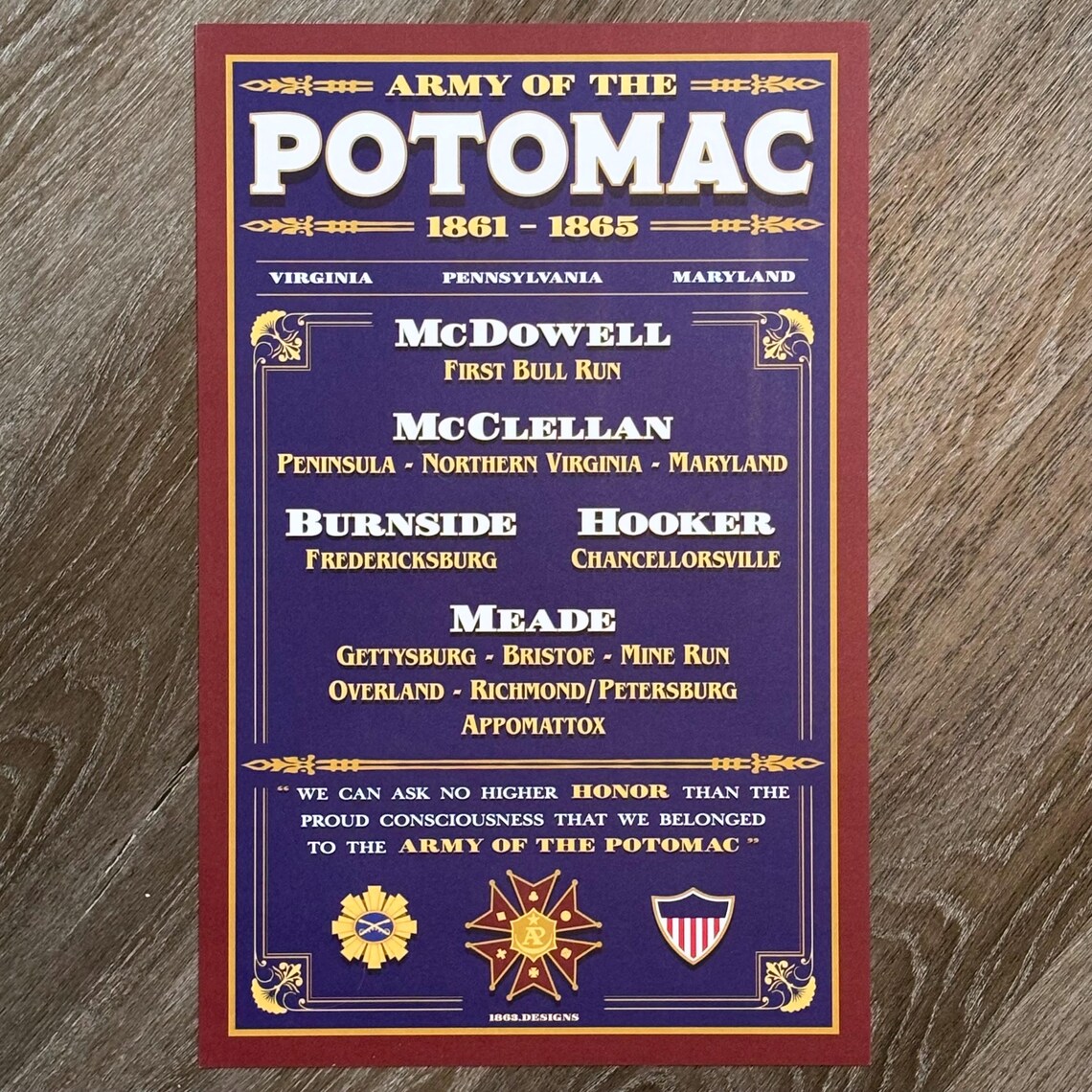 Civil War Army of the Potomac Poster - Etsy