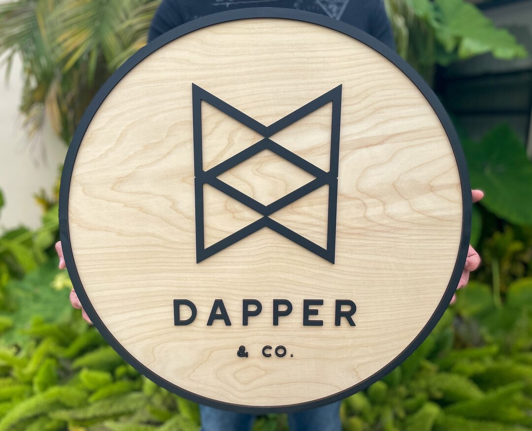 3D Round Logo Sign for Business Interior Logo Sign Lobby Sign 3D Wooden ...