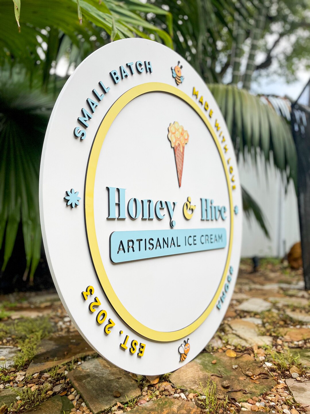 3D Round Logo Sign for Business Interior Logo Sign Lobby Sign 3D Wooden ...