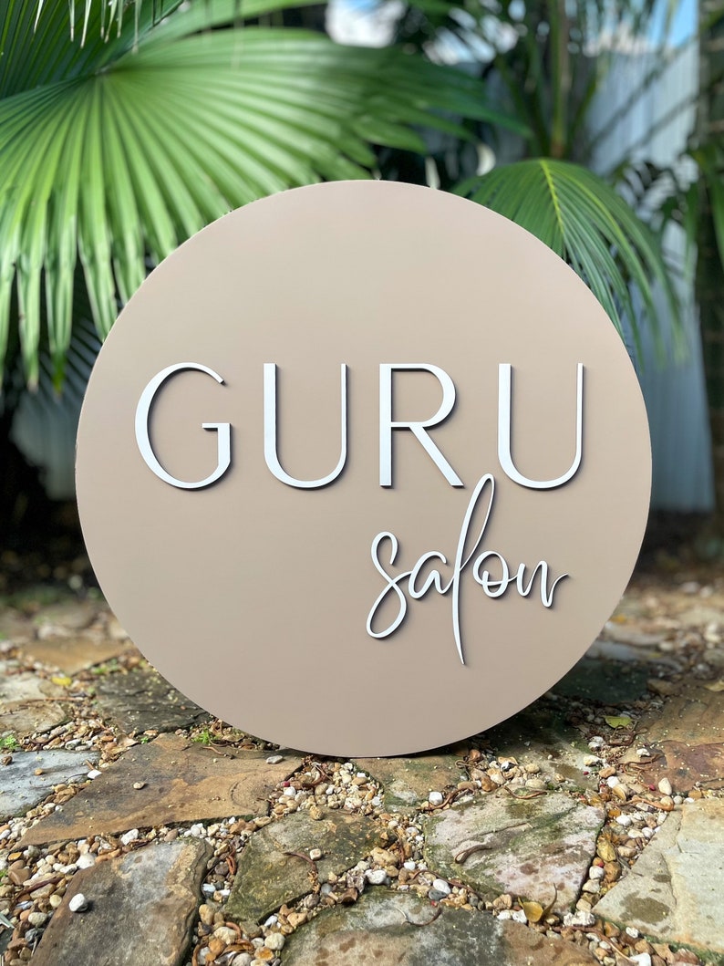 3D Round Logo Sign | Laser Cut Business Sign, Interior Decor - Etsy