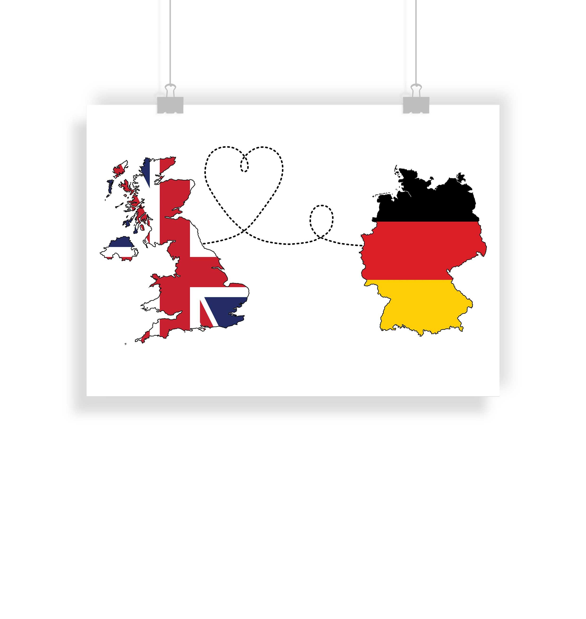 United Kingdom to Germany - British German Travel Print - Etsy